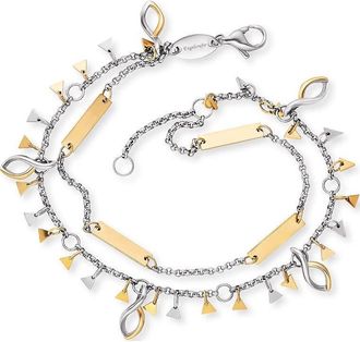 Engelsrufer Duo Damen Triangle Armband und Fußkettchen aus Sterling Silber bicolor - Charmelemente in silber und gold - Karabinerverschluss - nickelfrei