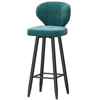 Generic Barhocker, Samt-Tresenhocker, Esszimmerst&uuml;hle mit weicher R&uuml;ckenlehne und Metallbeinen, einfach zu montieren, St&uuml;hle f&uuml;r K&uuml;chentheke/Esszimmer/Hausbar