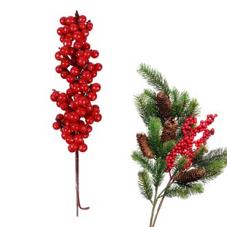 Generic Rote Beeren F&uuml;r Basteln,Zweige Realistische Verzierung,Weihnachten Zweige | F&uuml;r Feiertage Kamin Tisch Halloween Winterdekoration