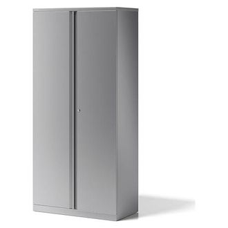 Bisley Flügeltürenschrank Essentials mit 4 Fachböden für 5 Ordnerhöhen, Metall, 355 Silber, 47 x 91.4 x 198 cm