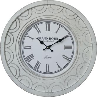 Mobili Rebecca Vintage Wanduhr, H&auml;ngende Uhren, Wei&szlig;, MDF, Shabby Chic Stil, Heimdekoration, Wohnzimmer Schlafzimmer - Durchmesser 50 cm x B 4,5 cm - Art. RE6790