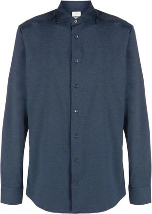 Traiano Homme, Chemises, Bleu, Taille: 3XL Ribbed Longsleeved Shirt