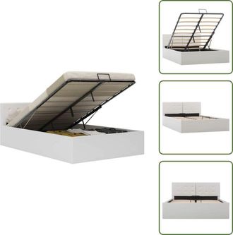 vidaXL Stauraumbett Hydraulisch Wei&szlig; Kunstleder 120&times;200 cm - Doppelbett - Bettgestell - Stauraumbett - Kunstlederbett - Wei&szlig;es Bett