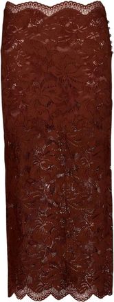 Paco Rabanne Femme, Jupes, Brun, Taille: 40 FR Jupe Midi en Dentelle