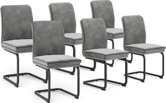 Vicco Freischwinger Eleganza, Küchenstuhl, Grau, 6er Set