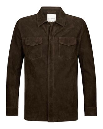 Profuomo Overshirt aus Ziegenveloursleder in