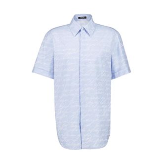Balmain Homme, Chemises, Bleu, Taille: XL Chemise Bleue &agrave; Imprim&eacute; Lettre dAmour Jacquard
