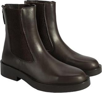 Desa Bottines pour Femme - Bout carr&eacute;, Lacets &eacute;lastiques, Talon Plat, Respirantes | Brun - 36