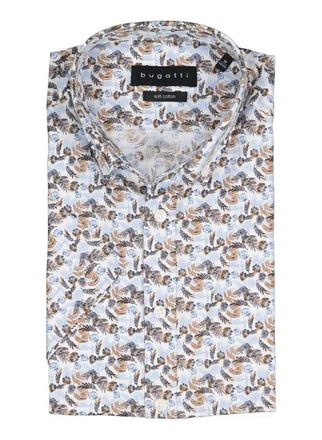 Bugatti Herren Kurzarmhemd blau Baumwolle