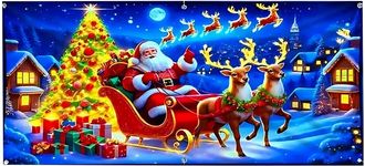 Generic Garagenabdeckung f&uuml;r Weihnachten, wasserdicht, LED-Licht, gro&szlig;e Dekoration, Banner f&uuml;r Garagentor, f&uuml;r Haus, Party, Hof, Wand