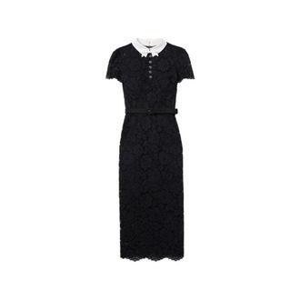 Self Portrait Spitzenkragen-Midikleid - - Dresses - Damen - Schwarzk - S