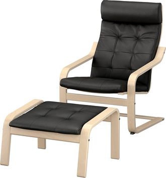 IKEA PO&Auml;NG Sessel und Hocker