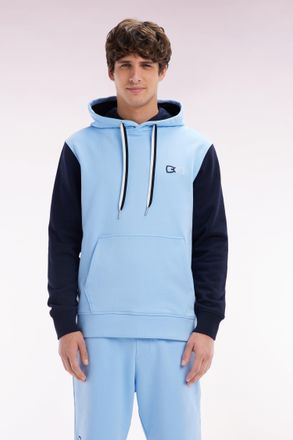 Eden Park Sweatshirt &Agrave; Capuche En Coton Marine Coupe D&eacute;contract&eacute;e Broderie Dos Bicolore