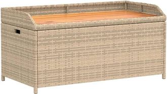 vidaXL Bank mit Stauraum Beige 100x50x52 cm Poly Rattan Akazienholz - Vidaxl