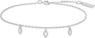 Ania Haie Melodic Poet Sparkling Triple Station Bracelet pour femme en argent sterling serti de 3 zircones en forme de goutte Longueur 16,5 cm + rallonge de 2 c