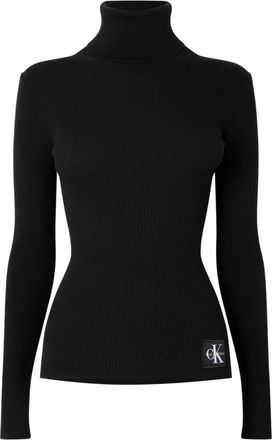 Calvin Klein Pullover Top f&uuml;r Damen, Rollkragen, Schmal, Lang&auml;rmlig (Schwarz)