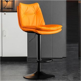 Generic Verstellbarer Drehhocker mit R&uuml;ckenlehne, Tresenstuhl aus PU-Leder, Fu&szlig;st&uuml;tze f&uuml;r K&uuml;cheninsel, Essbereich, Pub, Caf&eacute;, Fr&uuml;hst&uuml;cksecke