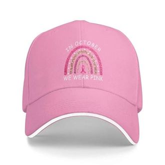 Generic Chaleur de lHiver, Octobre Nous portons Arc en Ciel Rose Cancer du Sein Sensibilisation Ruban Sandwich Cap Casquette Casquette de Baseball Chapeau Sna