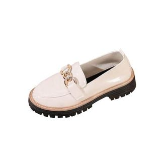 Generic Mocassins pour femme &agrave; talons &eacute;pais - Couleur unie - Style d&eacute;contract&eacute; - En cuir verni - Antid&eacute;rapants - Confortables - Chaussures classiques - Chauss