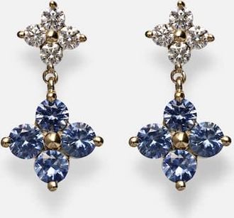 Stone and Strand Ohrringe Luckiest Clover aus 10kt Gelbgold mit Diamanten und Saphiren