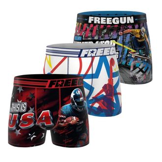 Freegun Boxershorts f&uuml;r Herren, Blumenmuster, weich & atmungsaktiv (3 St&uuml;ck), Rot/Schwarz/Beige/Blau, XL