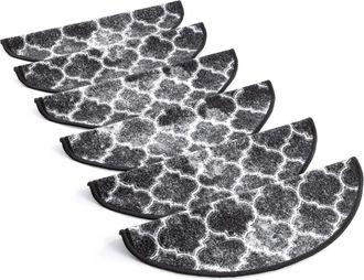 RugsX Treppenteppich Clover Stufenmatten, Selbstklebend, 64x22 cm + 3,5cm Vorderkante, grau, 5 St&uuml;ck