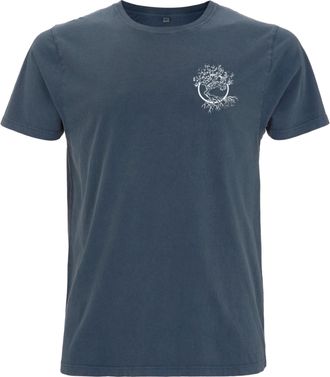 Life-Tree Shirt Fairwear Organic Logo Basic Shirt Men Stone Washed Blue Olive