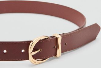Mango Ceinture boucle ovale marron - Femme - XL - MANGO