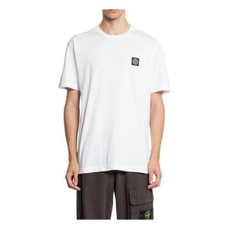 Stone Island Homme, Tops, Blanc, Taille: M T-Chemises