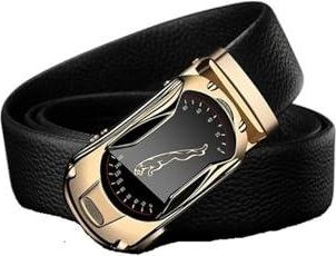 Generic Ceinture &agrave; boucle automatique en cuir v&eacute;ritable pour hommes, sangle en cuir d&eacute;contract&eacute; pour jeans, Couleur 8, 120 cm