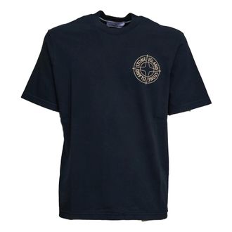 Stone Island Homme, Tops, Bleu, Taille: XL T-shirt &agrave; col rond c&ocirc;tel&eacute;