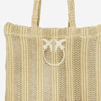 Pinko Womens Tote Bag Raffia Yellow Polypropylene