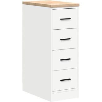 vidaXL Vidaxl - Armoire de rangement garage blanc 30x51x85 cm en bois ding&eacute;nierie - 4 tiroirs - Capacit&eacute; 60 kg - Surface de travail en pin massif