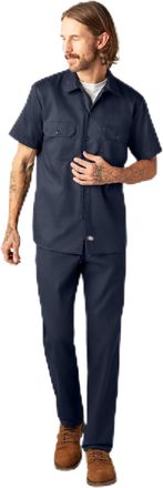 Dickies Herren Slim Fit Short Sleeve Work Shirt-P Hemd mit Button-Down-Kragen, Dunkles Marineblau, Mittel
