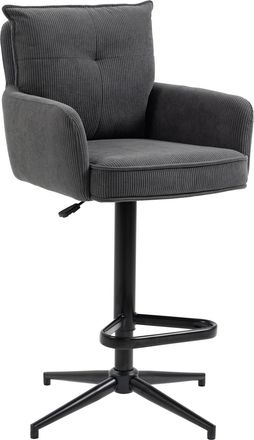 Novel Barhocker, Anthrazit, Metall, Textil, Drehkreuz, Sternfuß, 54x98-120x58 cm, Handmade in China, Stoffauswahl, Sitzfläche 360° drehbar