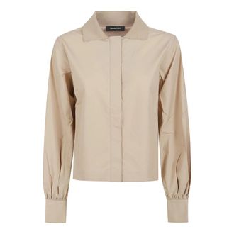 Fabiana Filippi Cropped-Shirt mit Dreiviertel&auml;rmeln - - Blouses & Shirts - Damen - Beige - 2XS