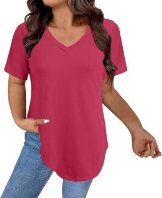 Generico T Shirt Femme Manches Courtes Classique Confortable DÉté Surdimensionné Tee Top Décontracté Léger Signé Élégant T Shirt Curvy Vintage Grande Taille T-