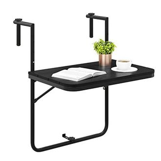 Giantex Table de Balcon Suspendue Pliable, Table Suspendue Rabattable et Hauteur Réglable, Résistante aux Intempéries, Charge 30 kg, pour Balcon, Terrasse, Ja