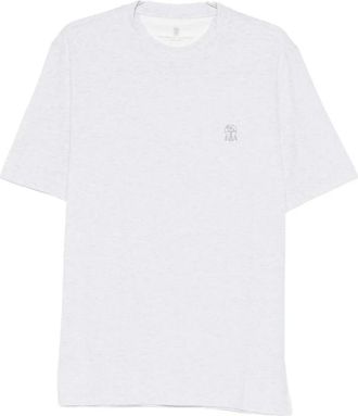 Brunello Cucinelli Homme, Tops, Gris, Taille: 2XL Logo T-Shirt