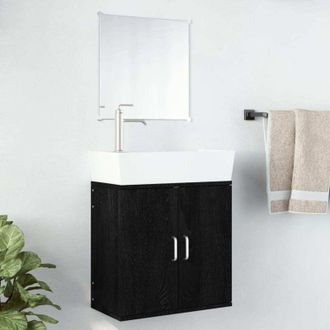vidaXL 2-tlg. Badm&ouml;bel-Set Schwarz Holzwerkstoff - Vidaxl