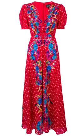 Saloni Red Polka Dot Print Silk Dress Size XXS