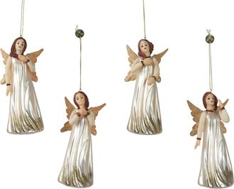 Kaemingk Christbaumschmuck Engel Glas 13cm - Figur zum Aufhängen - 1 Stück sortiert - mundgeblasen & mit Glitzer - Weihnachtsbaum Anhänger für Weihnachten - Ch