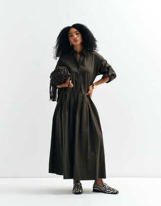 Asos ASOS ADAPTIVE robe chemise mi-longue avec pressions magn&eacute;tiques en vert