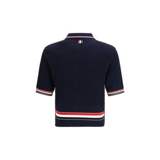 Thom Browne Mens Blue Cotton Polo Shirt