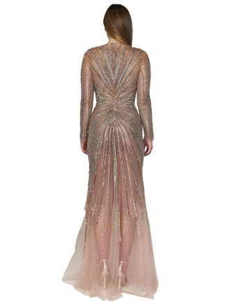 Room76 Womens V-Neck Long-Sleeve Dress Gold Polyamide