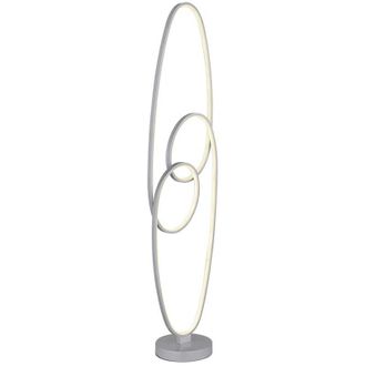Globo Lighting LED Stehleuchte silber Standlampe Alu Designleuchte CCT Wohnzimmerlampe stehend, Memoryfunktion, 39W 2200Lm warm-kaltwei&szlig;, H 122 cm