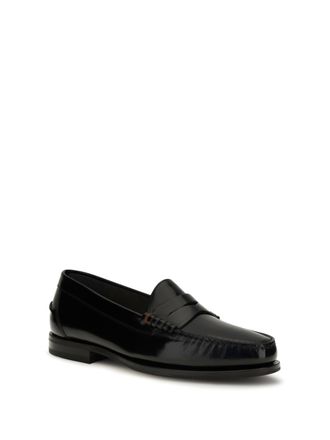 Santoni Mens College A Novembre Patent Leather Loafers Black