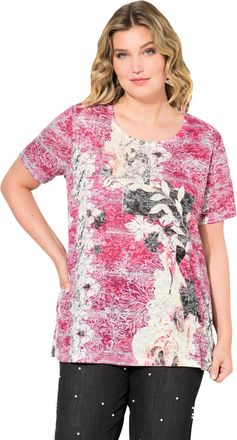 Miamoda Damen gro&szlig;e Gr&ouml;&szlig;en &Uuml;bergr&ouml;&szlig;en Plus Size T-Shirt, Blumen-Druck, Halbarm Erika 48 833954830-48