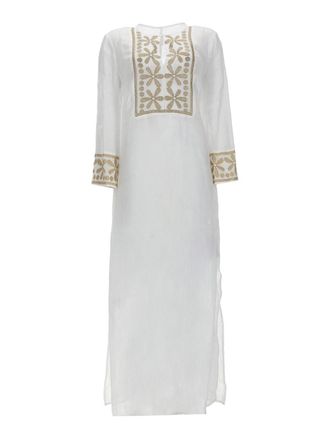 120% Lino Maxikleid - Wei&szlig;