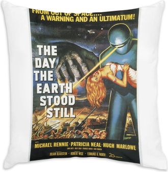 Fabulous Kissen aus wei&szlig;em Samt - The Day The Earth Stood Still Old Nanar, Filmposter Retro Kino Vintage 1 - 40 x 40 cm - Samt-Haptik - Bezug und Kissen inklus
